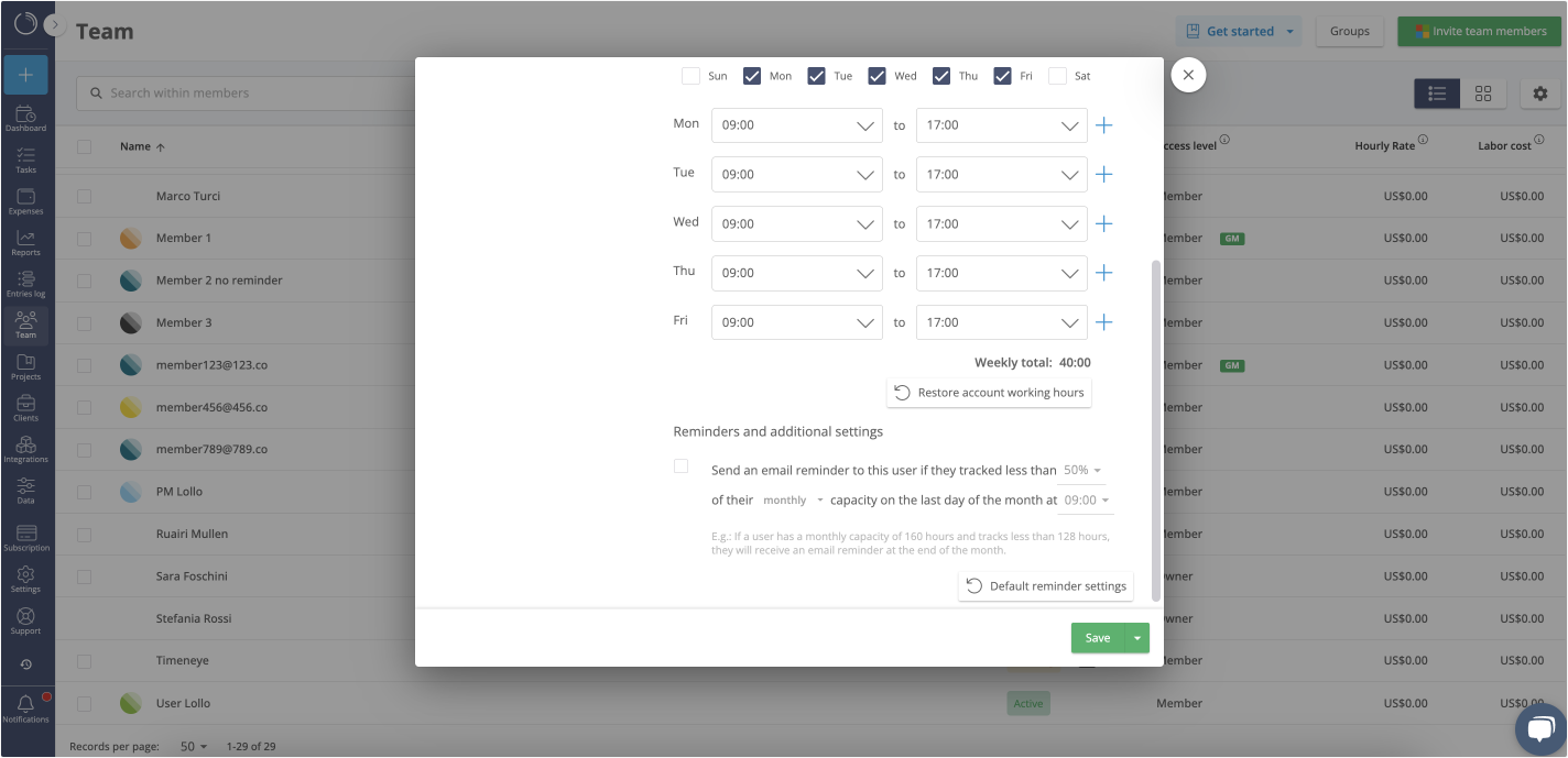 Introducing Time Tracking Email Reminders!